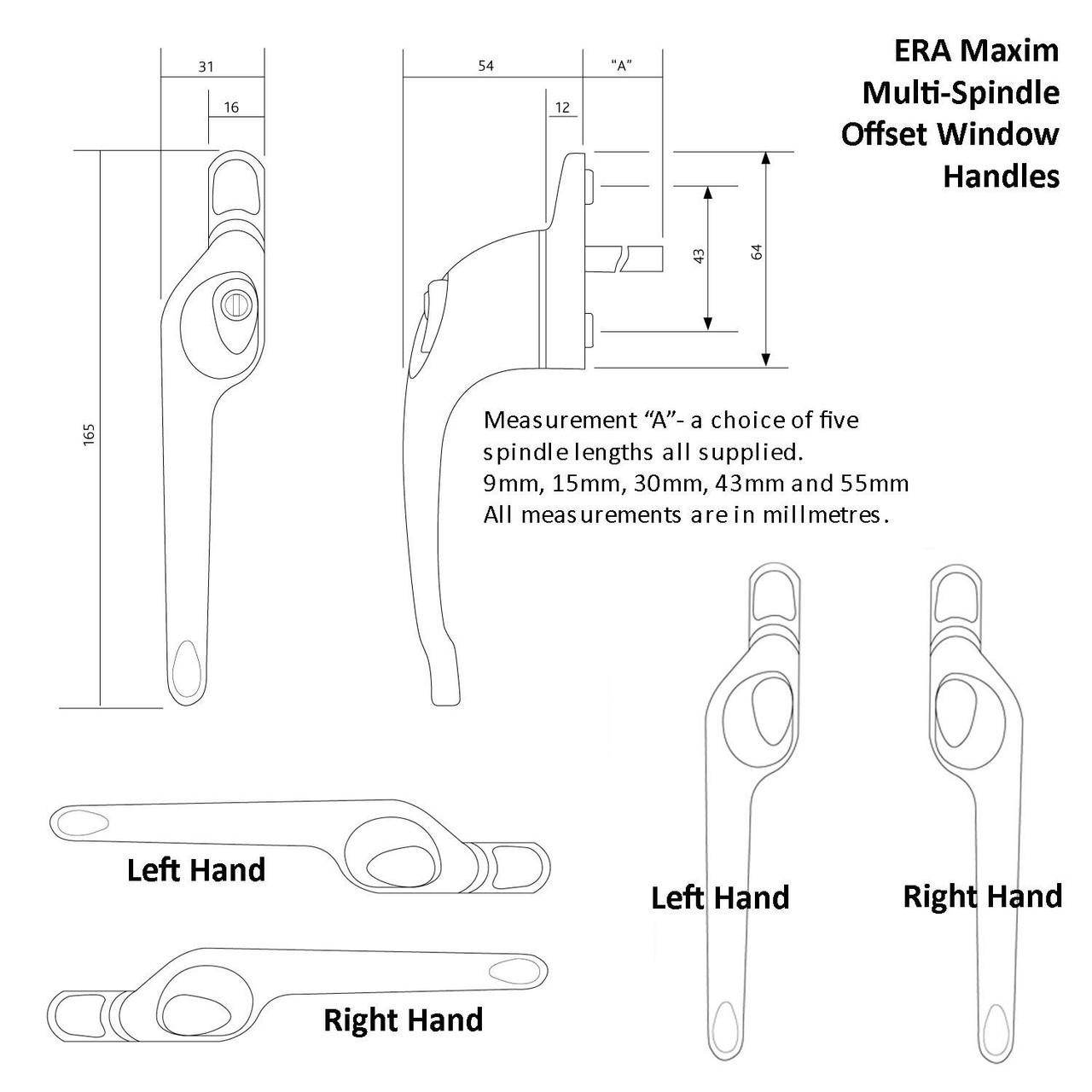 ERA Maxim Multi-Spindle Cranked Espag UPVC Window Handle - JCP Hardware