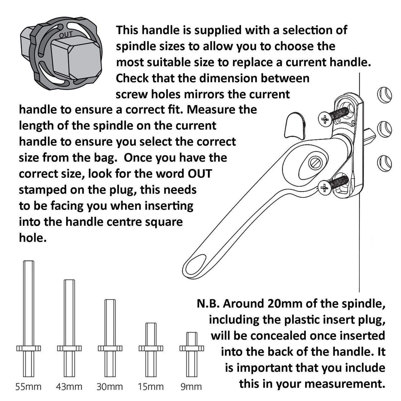 ERA Maxim Multi-Spindle Cranked Espag UPVC Window Handle - JCP Hardware