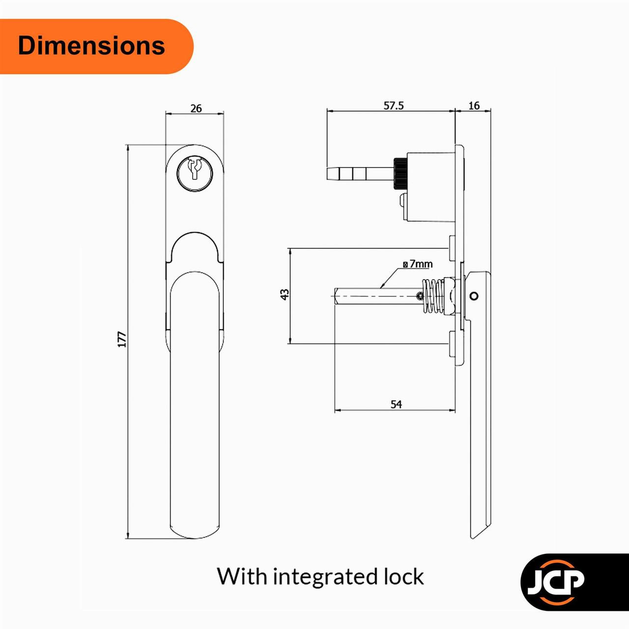 Debar Velte Bi Fold Door Handle Locking Integral Lock - JCP Hardware