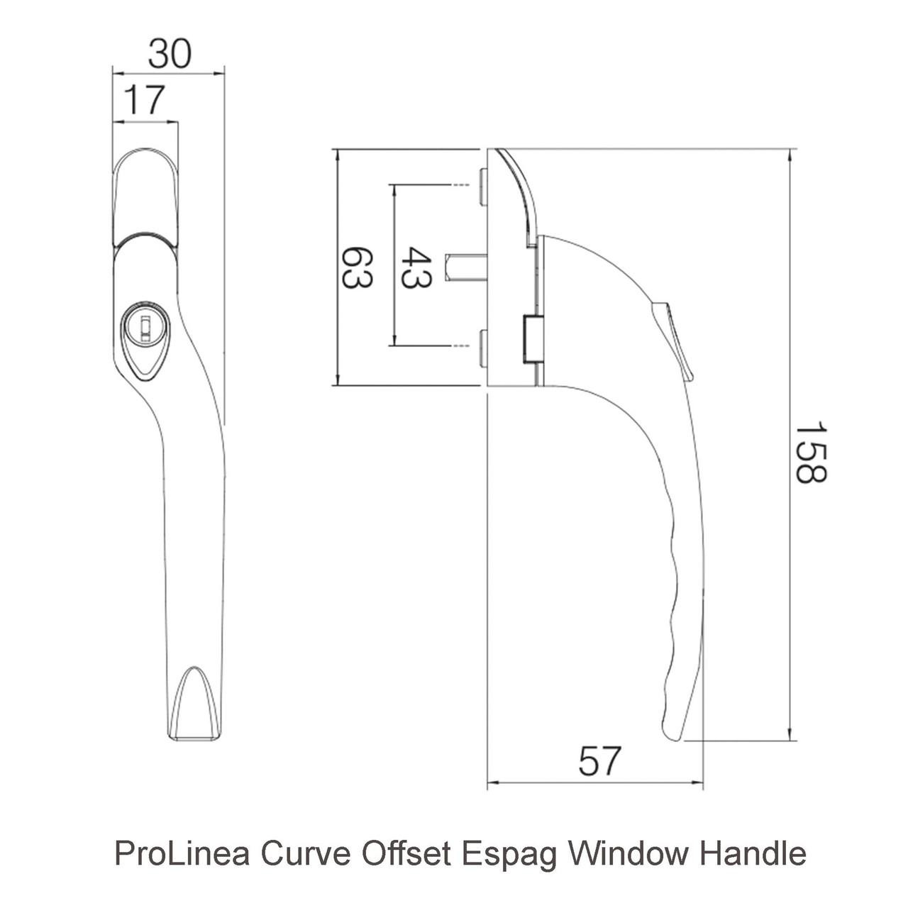 Mila ProLinea Curve Cranked Espag Window Handle - JCP Hardware
