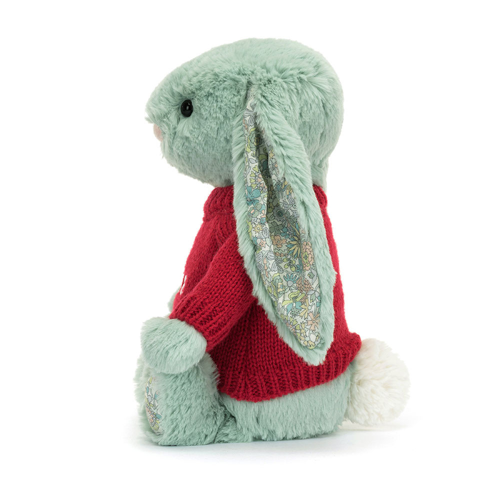 Blossom Sage Bunny with Personalised Red Jumper - Official Jellycat