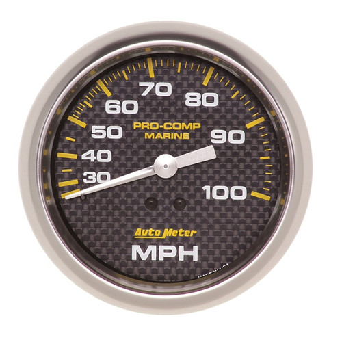 Autometer Marine Carbon Fiber 3-3/8in 100 MPH Mechanical Speedometer ...