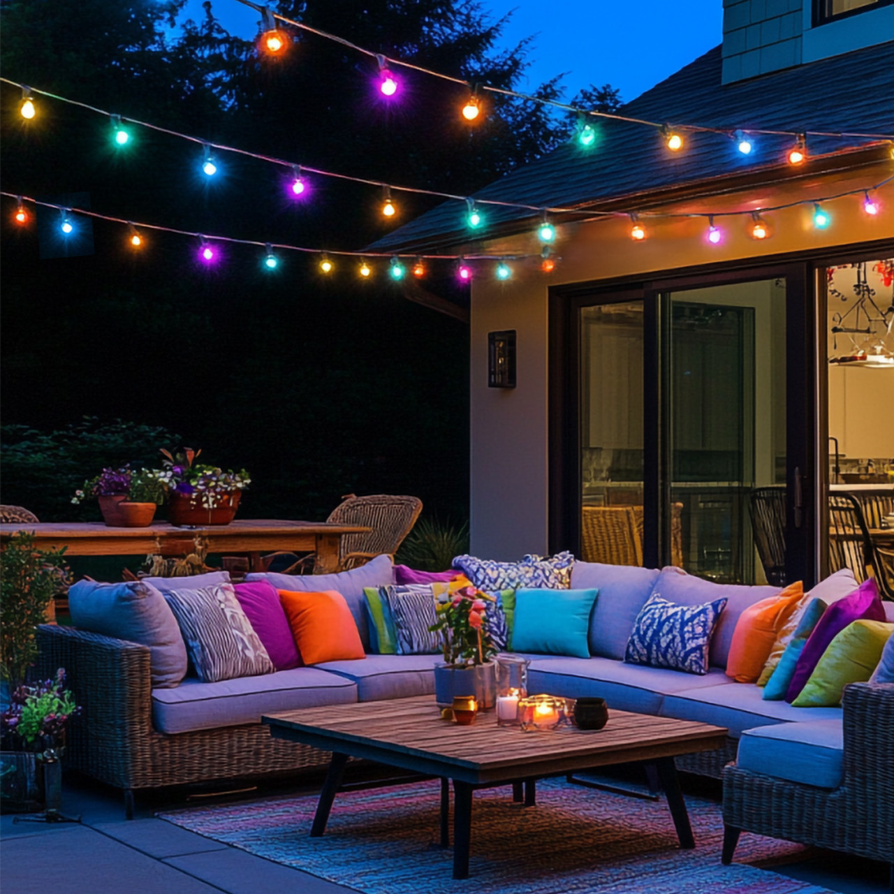 50' RGB Color-Changing LED Bistro Lights | Birddog Lighting