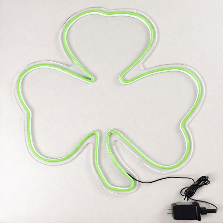 LED Neon Lucky Green Shamrock Decoration | Birddog Lighting