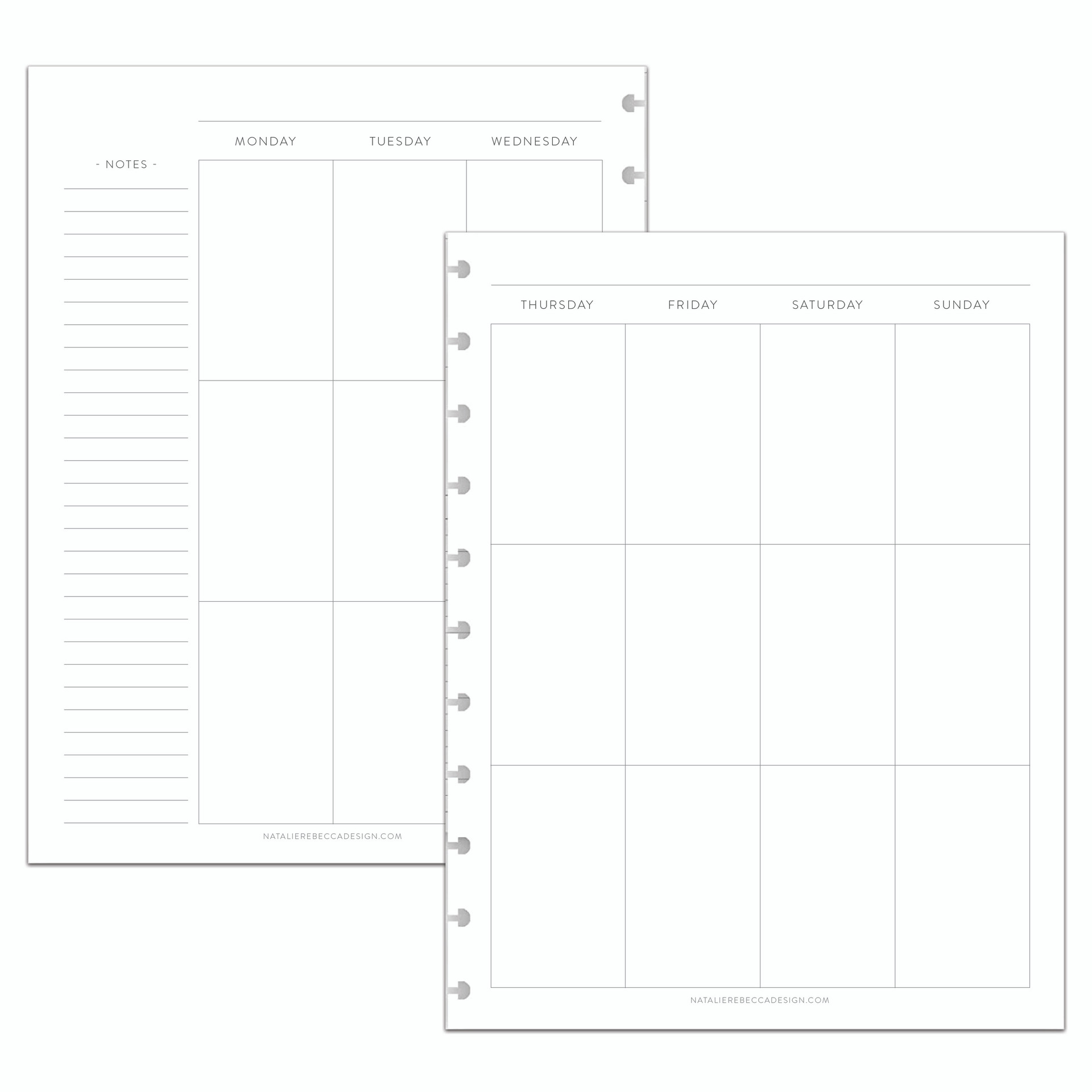Undated Vertical Calendar
