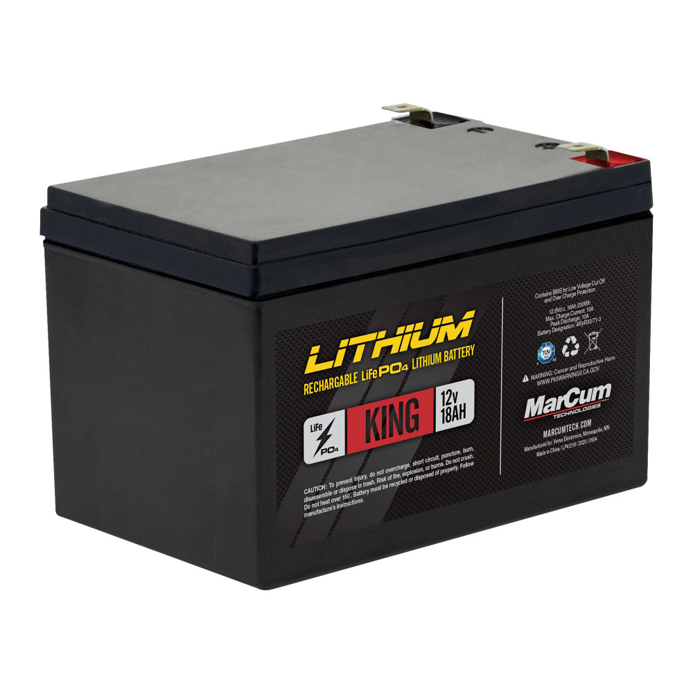 Marcum LITHIUM "KING" 12V 18AH LiFePO4 Battery Kit With Charger MarCum ...