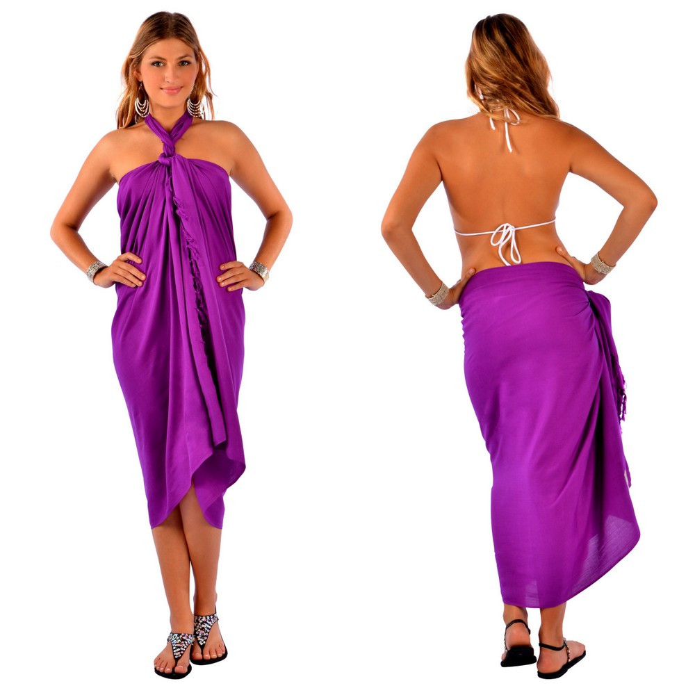 Solid Purple-2 Fringeless Sarong