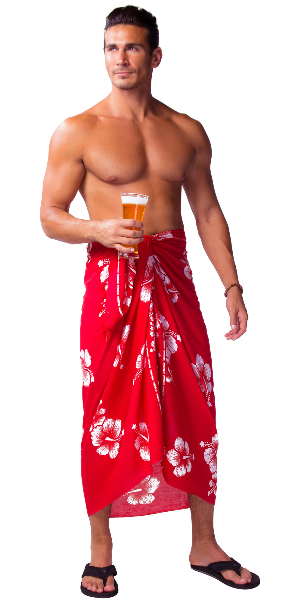 Hibiscus Sarong in Red / White