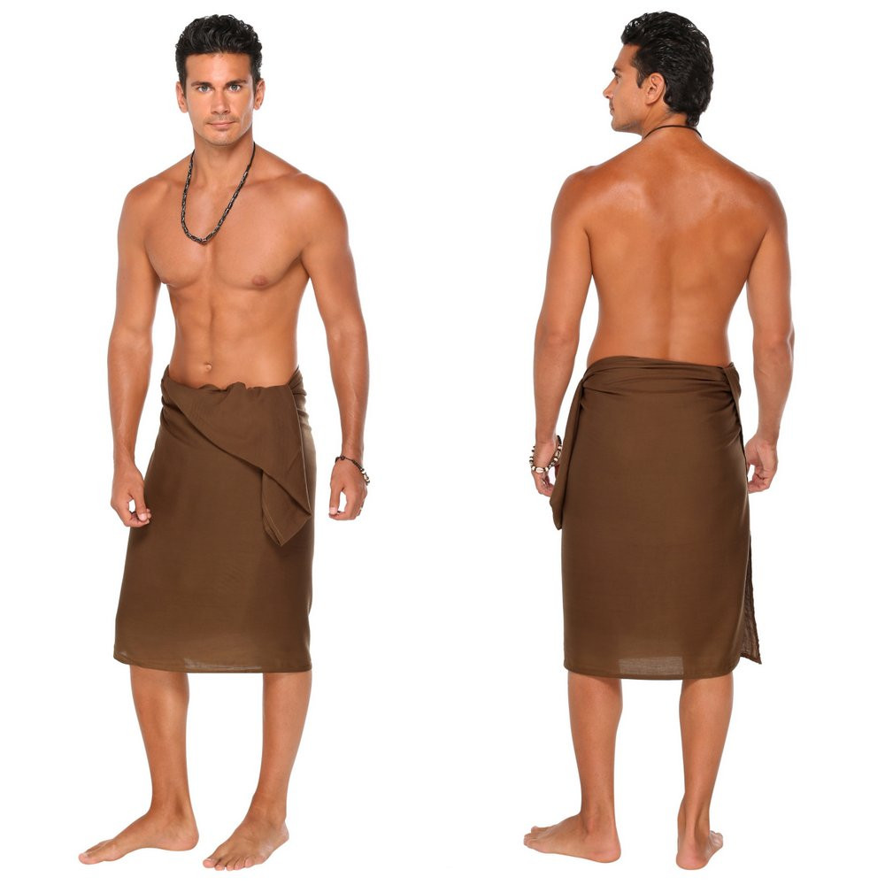Solid Light Brown FRINGELESS Mens Sarong