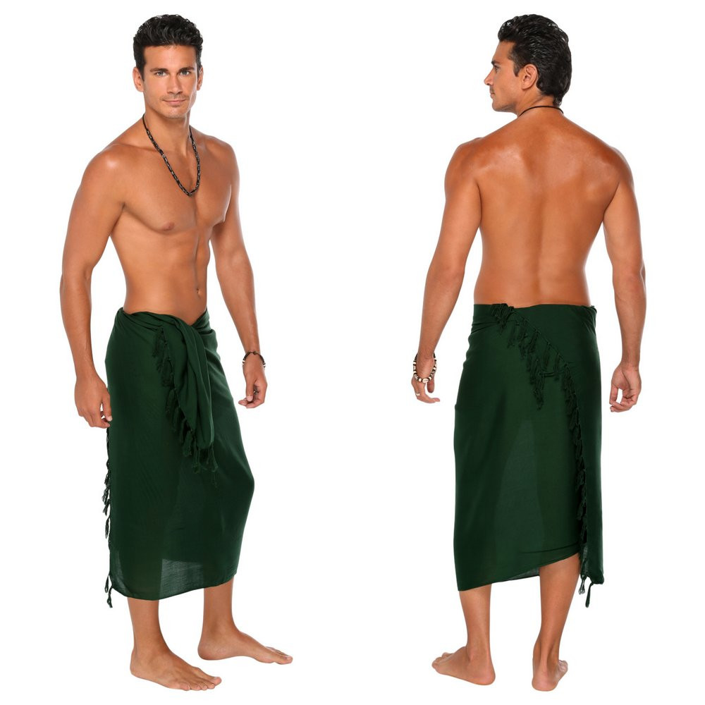 Forest Green Mens Solid Sarong