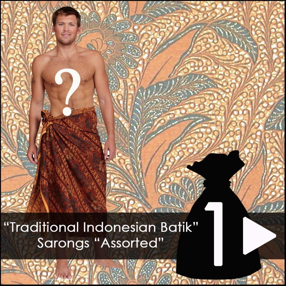 Mens Traditional Indonesian Batik Sarongs *Assorted - Fringeless Sarong