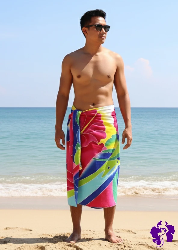 Men Arpela Hand Drawn Sarongs Floral Motif in Pink
