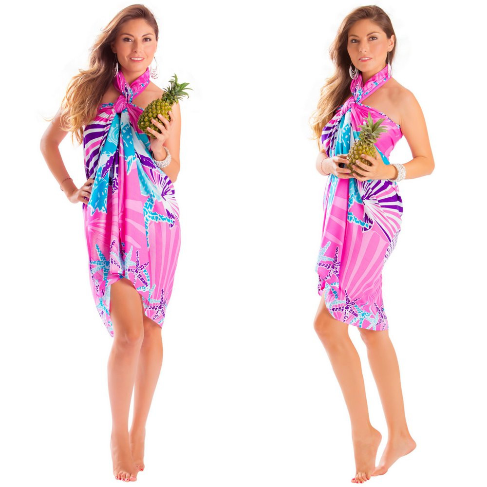 Seashell Sarong in Pink - Fringeless Sarong