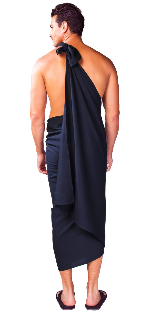 Black Mens Sarong PLUS SIZE - Fringeless Sarong