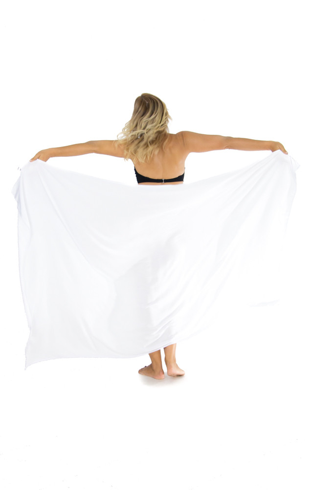 White Top Quality Sarong - Fringeless Sarong