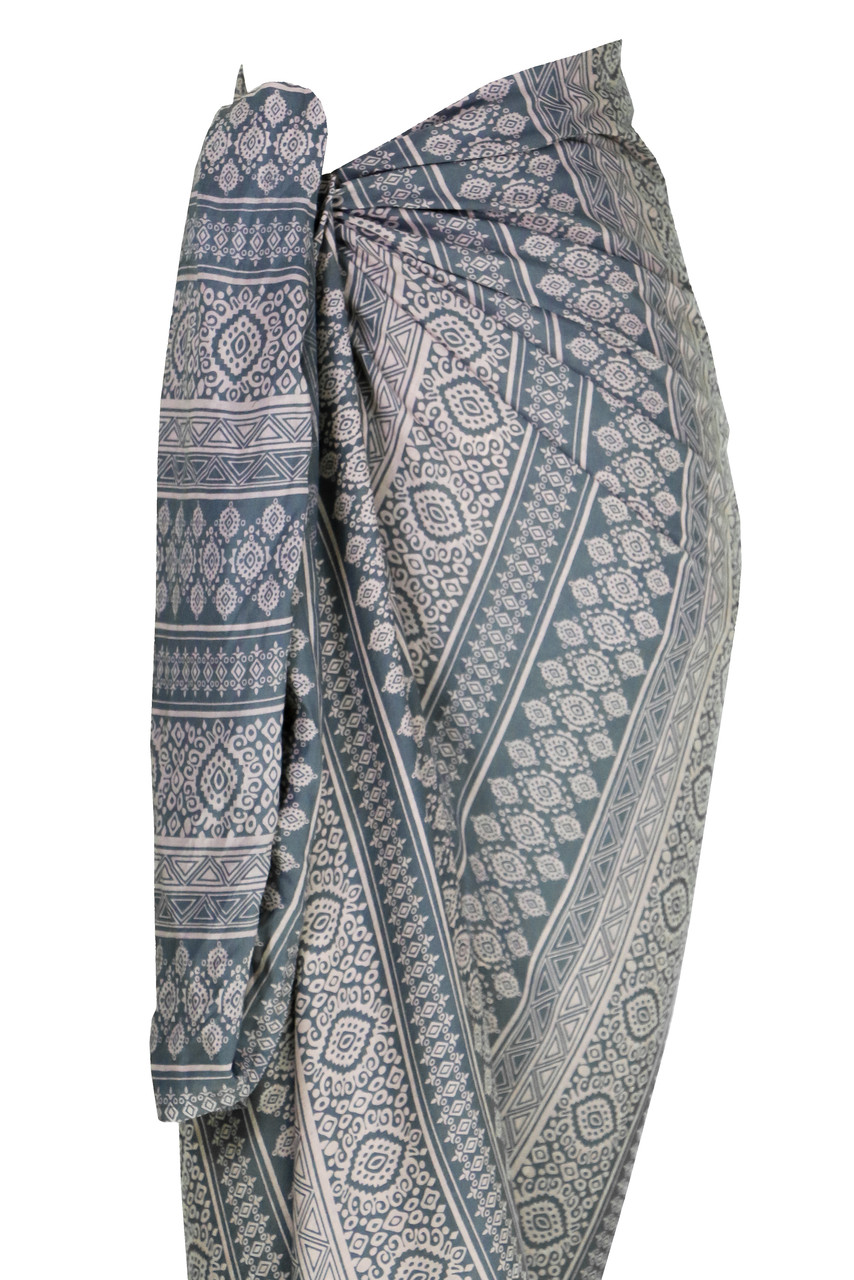 1 World Sarongs Indian Border Abstract Motif in Mocca - 1 World Sarongs