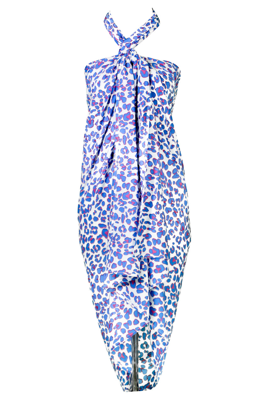 1 World Sarongs Leopard Motif in Purple and Blue - 1 World Sarongs