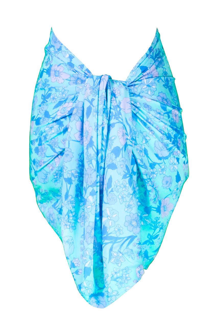 1 World Sarongs Flower Garden Motif in Turquoise Half Size - 1 World ...