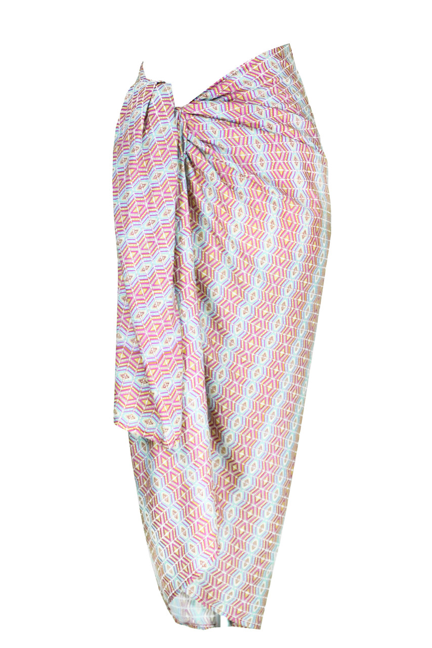 1 World Sarongs Abstract Motif in Coral Plus Size - 1 World Sarongs