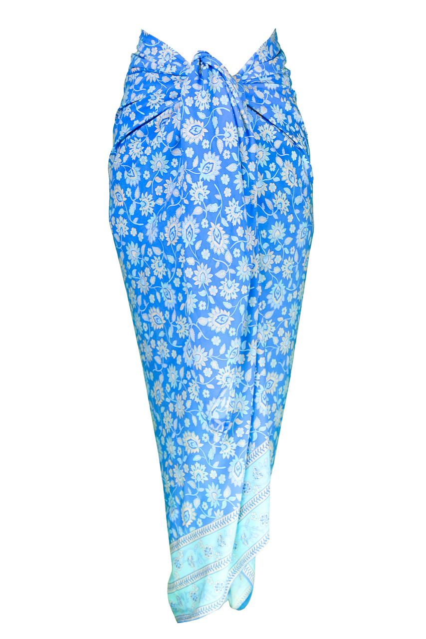 1 World Sarongs Floral Motif in Blue and Light Yellow Plus Size - 1 ...