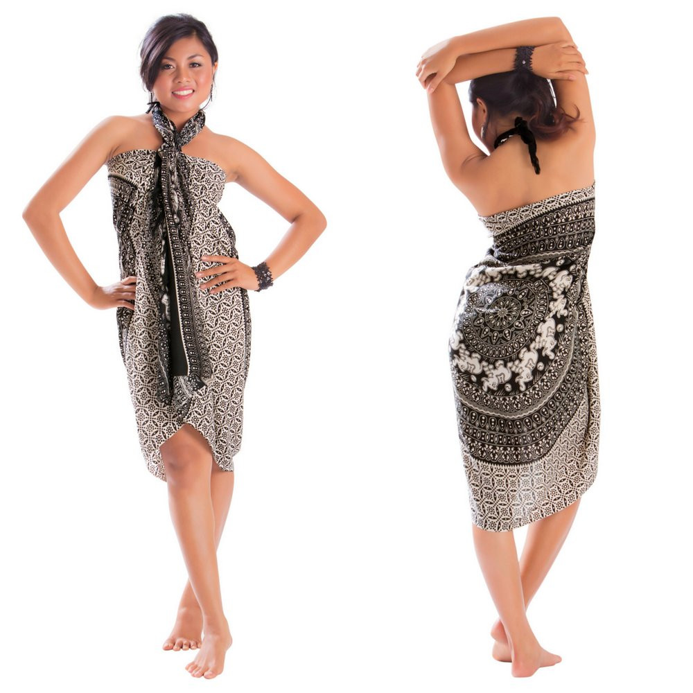 Elephant Sarong in Black and White