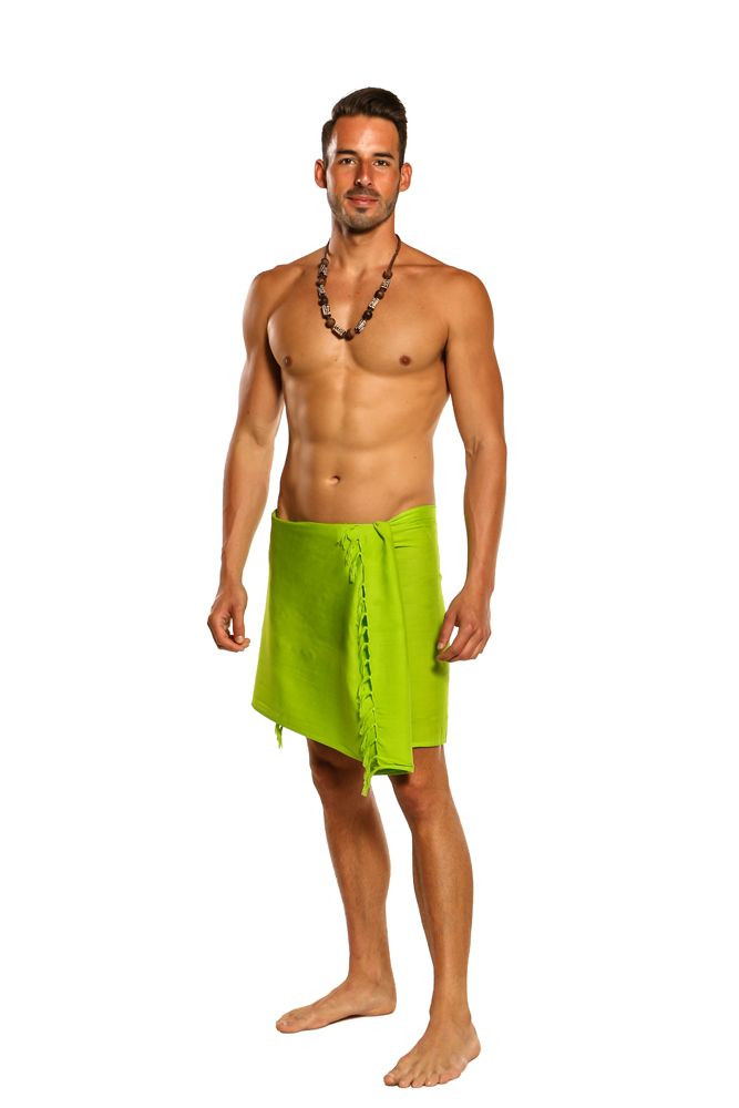 Hawaiian PLUS SIZE Sarong Pink / Green / White - Fringeless Sarong