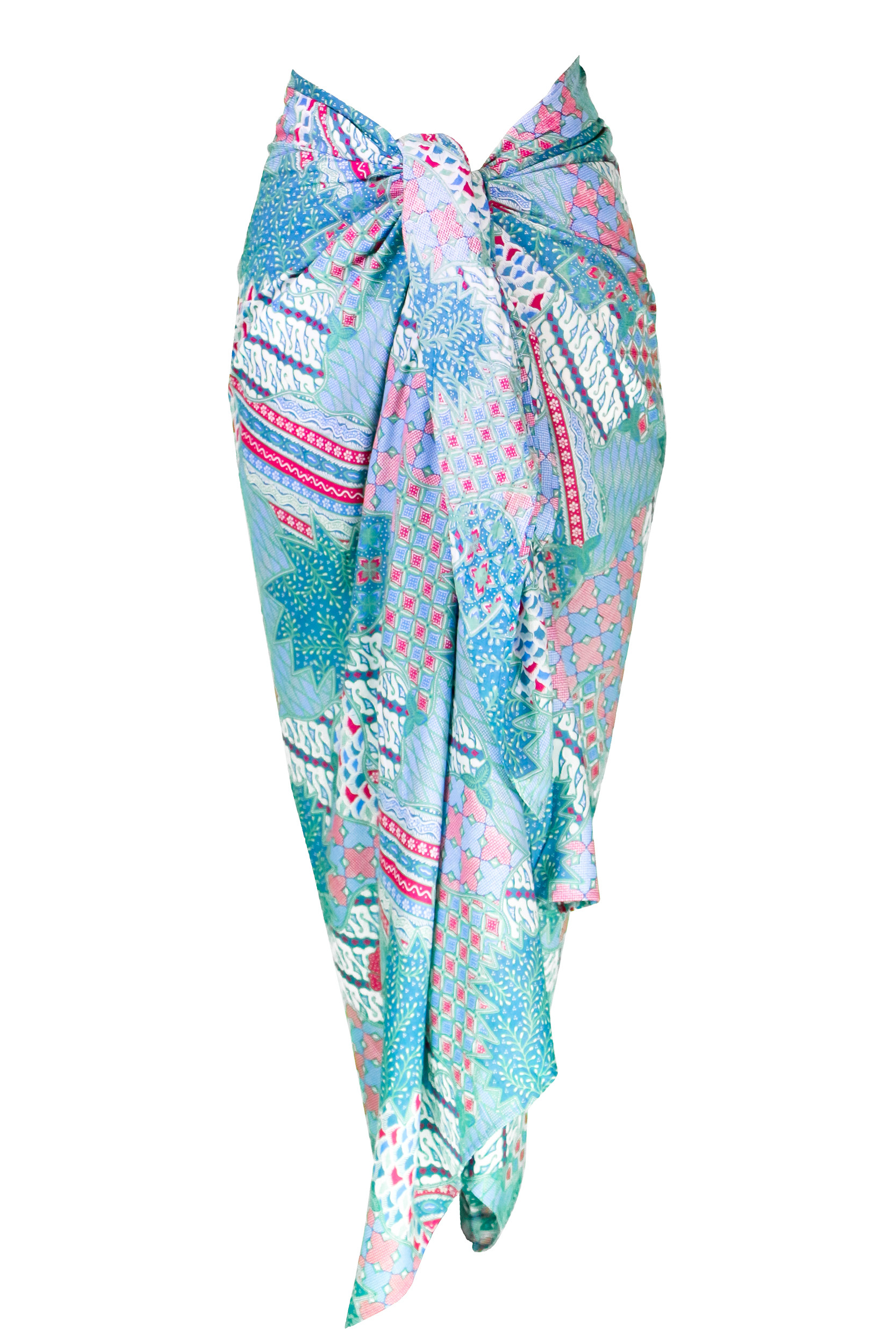 Hibiscus Flower Half Sarong "Black / Whiteish"