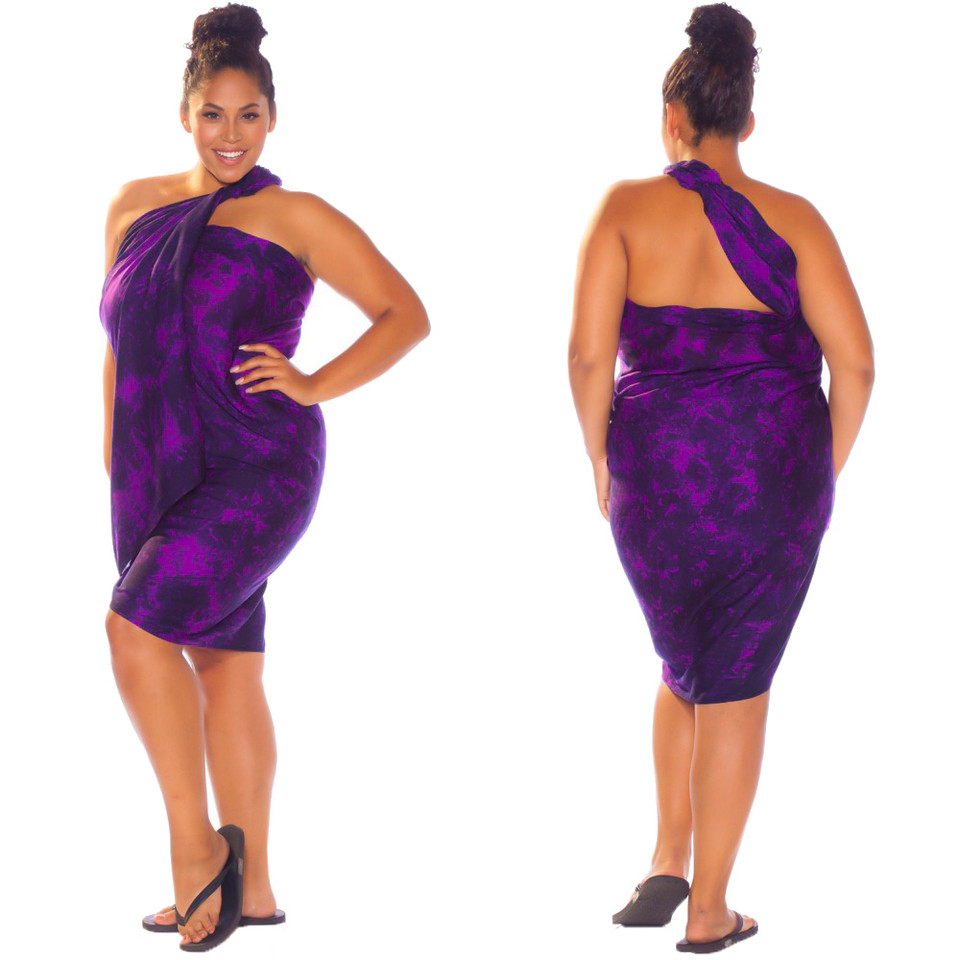 "Purple" Smoked Sarong PLUS SIZE XL - 3X + - Fringeless Sarong