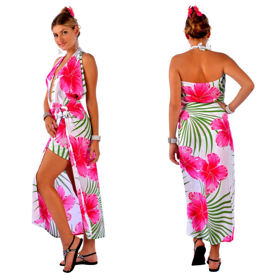 Hawaiian PLUS SIZE Sarong Pink / Green / White