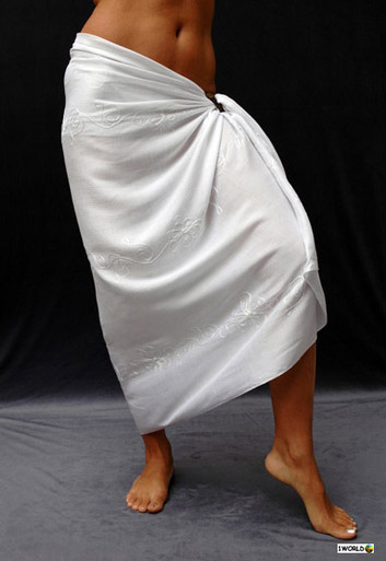 Wedding Embroidered Sarong in White