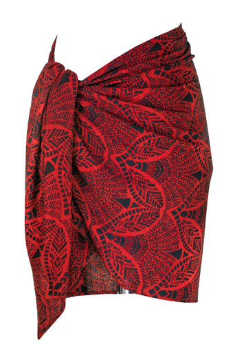 1 World Sarongs Abstract Katedral Motif Sarong in Red Half Size - 1 ...