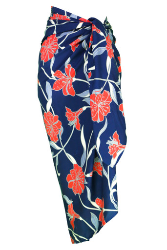 1 World Sarongs Floral Motif in Navy Plus Size - 1 World Sarongs