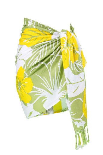 1 World Sarongs Mini/ Half Floral Sarong "canary Island" Yellow and ...