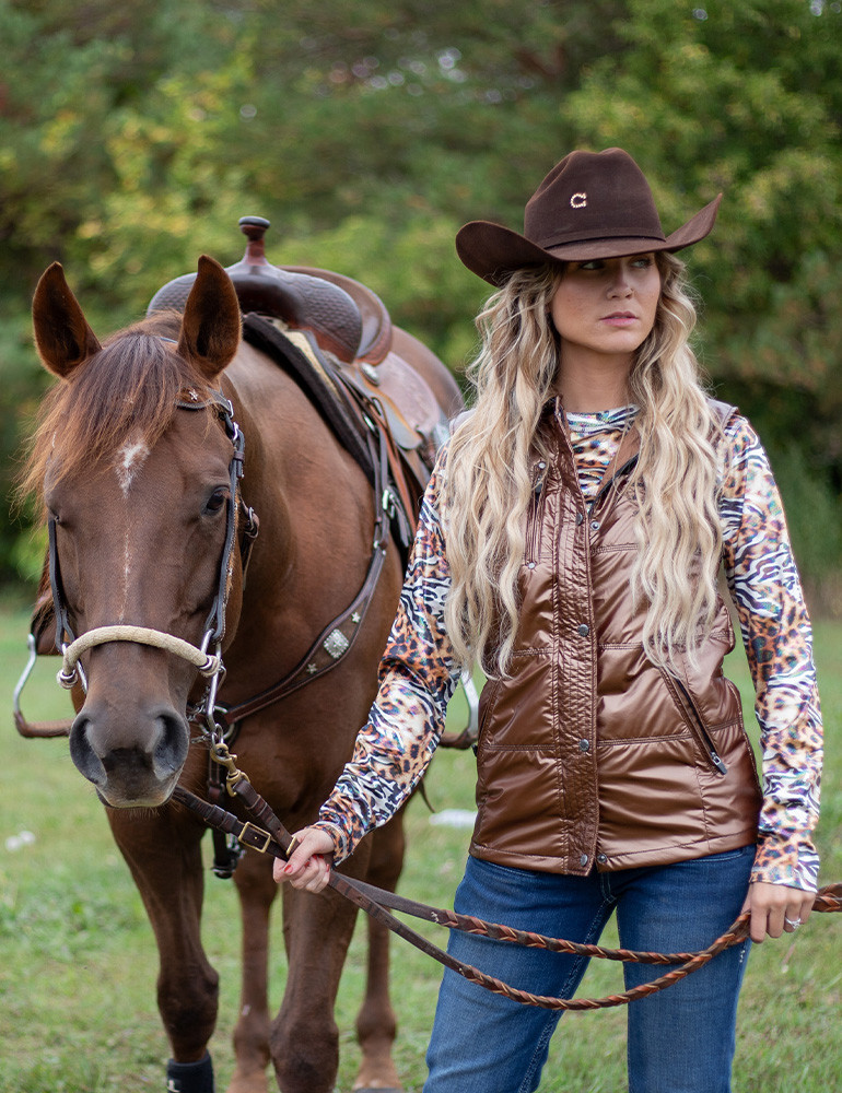 Vest (Copper Mid-weight With Black Embroidery Logos) - Cowgirl Tuff Co ...