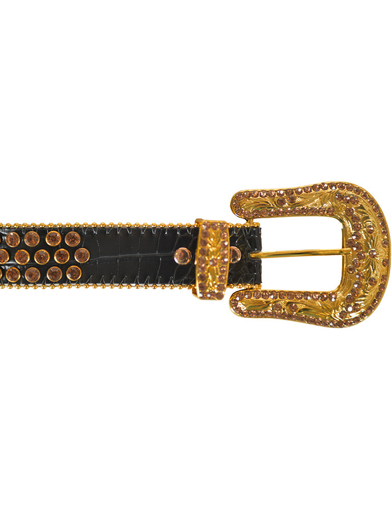 Turquoise Three Line Rhinestone Studded Leather Belt - Cowgirl Tuff Co ...