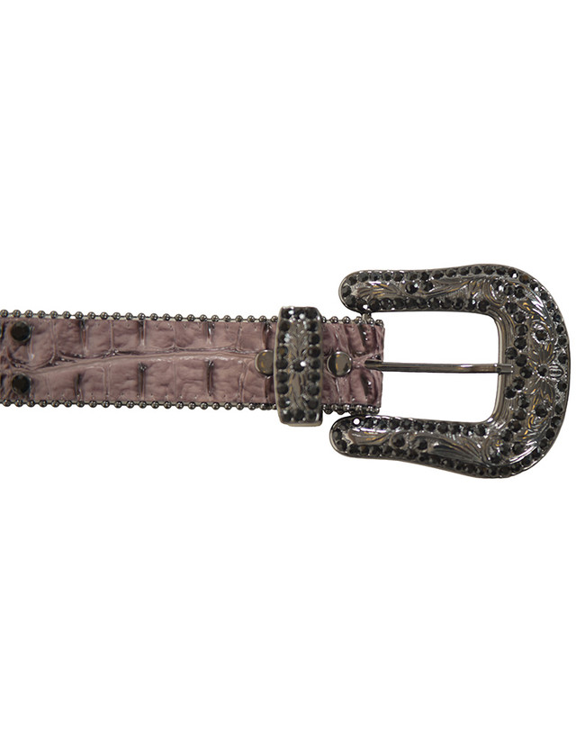 Turquoise Three Line Rhinestone Studded Leather Belt - Cowgirl Tuff Co ...