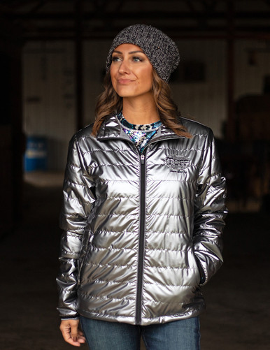 Jacket (Silver Mid-weight With Black Embroidery Logos) - Cowgirl Tuff ...