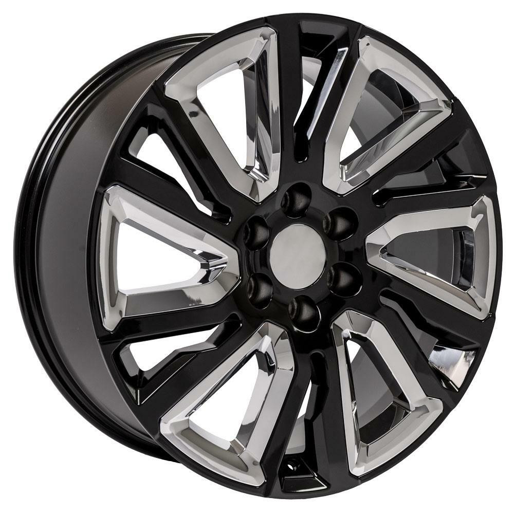 22" Black wheel replacement for Chevy Silverado. Replica rim 9508992