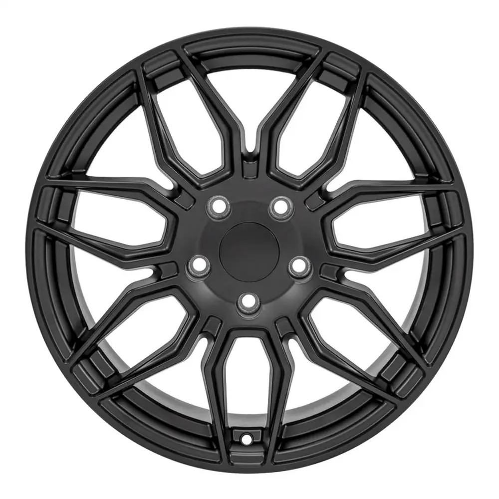 18x8.5" FRONT Black Rims for Chevy Corvette C7 | Satin & Gloss