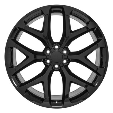 26" Snowflake replica wheel replacement. Black rim for Chevy Trucks