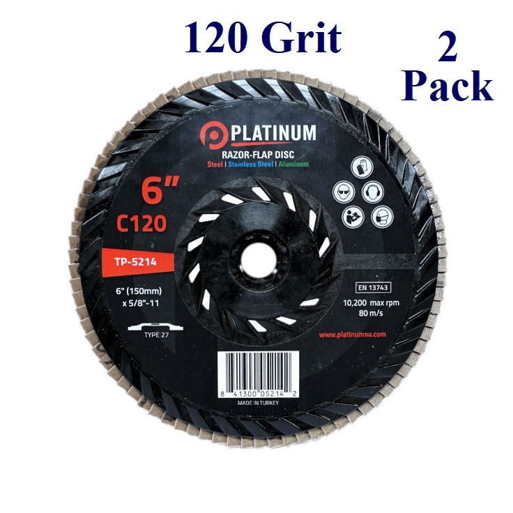 Platinum North America - 6" 120 Grit Threaded Ceramic Flap Disc - TP ...