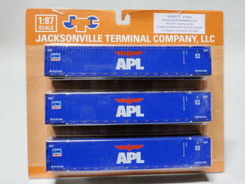 JTC Model Trains APL Set #1, "No Lift" Ocean 53' 3 pack of containers