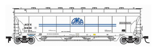 Atlas HO #20001072 ACF Pressureaide 4-Bay Hopper Omya #51610 - Trains ...
