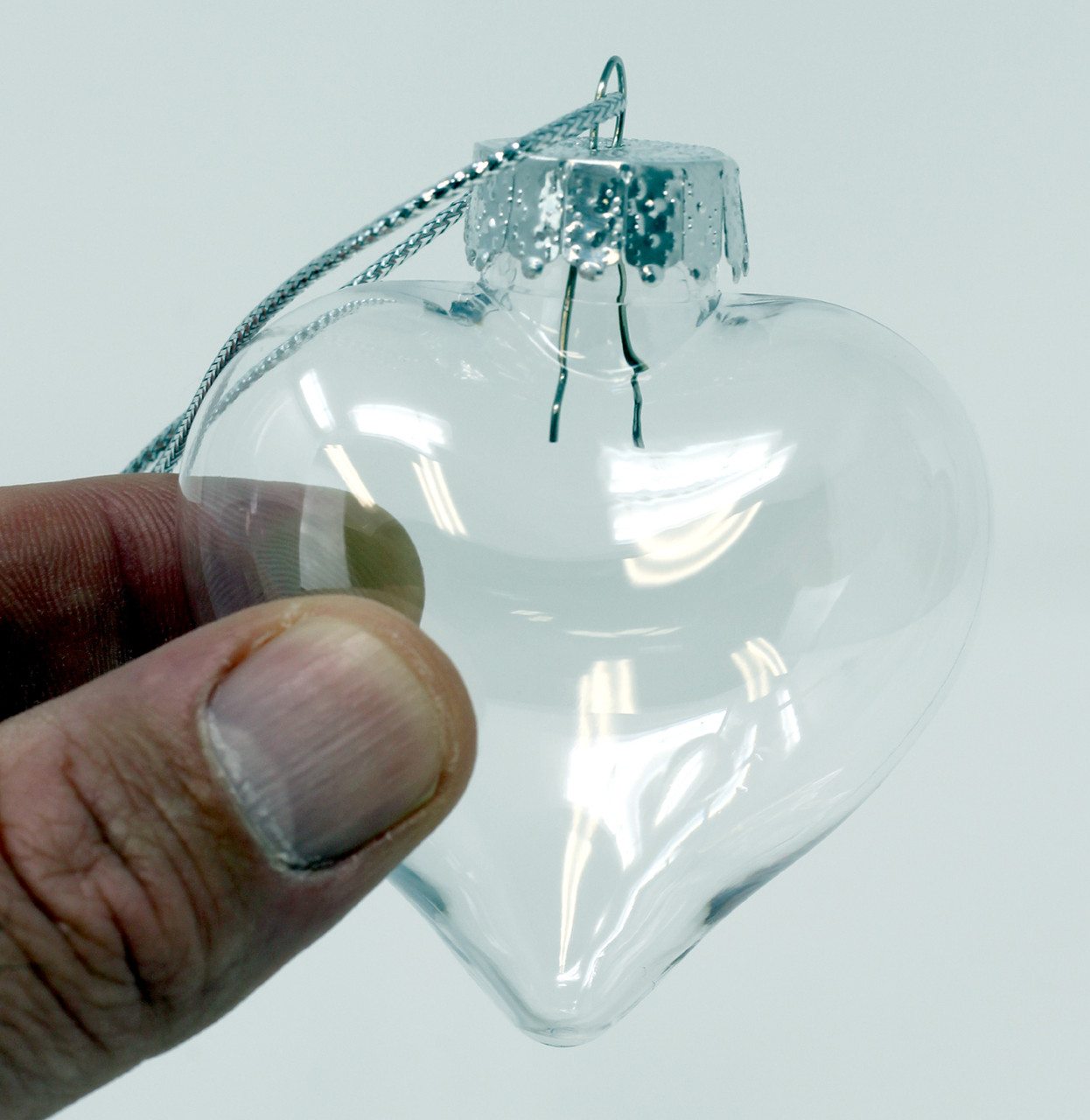 Bulk Pack of 24-Heart Shape Clear Plastic Christmas Ornaments 65mm (2-1 ...