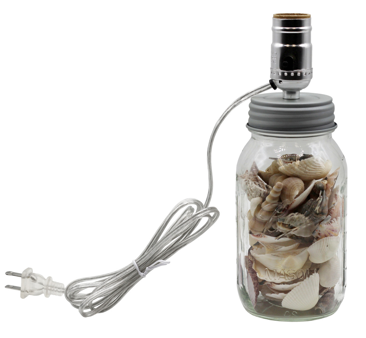 Wide Mouth Mason Jar Lamp Conversion Kit Silver Finish, Pre-Wired ...