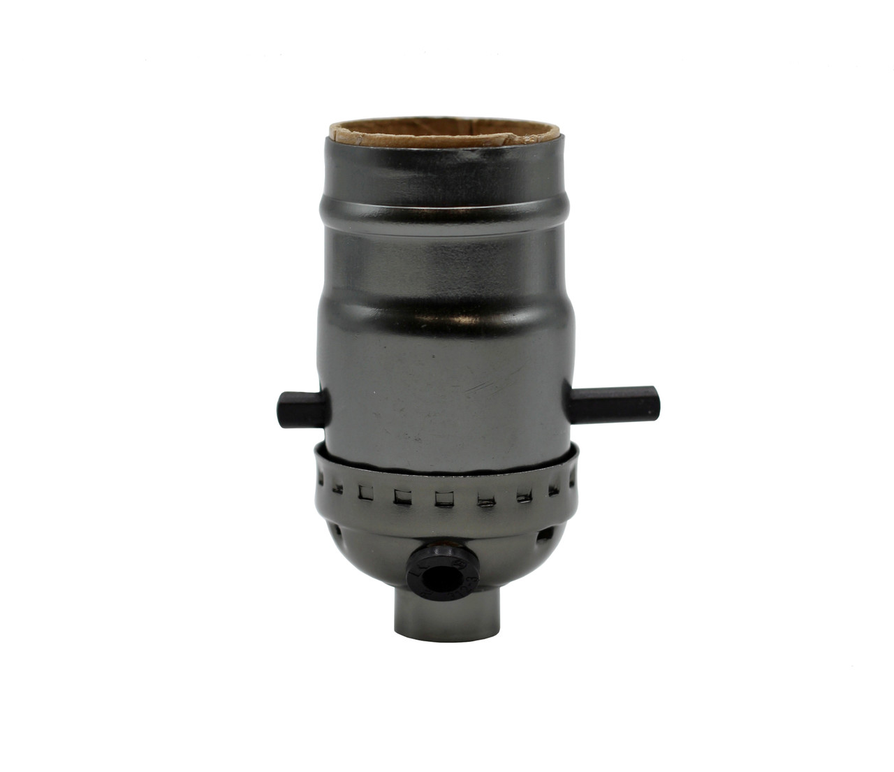 Metallic Grey Medium Base Sockets with Push Thru On/Off Switch and Side ...