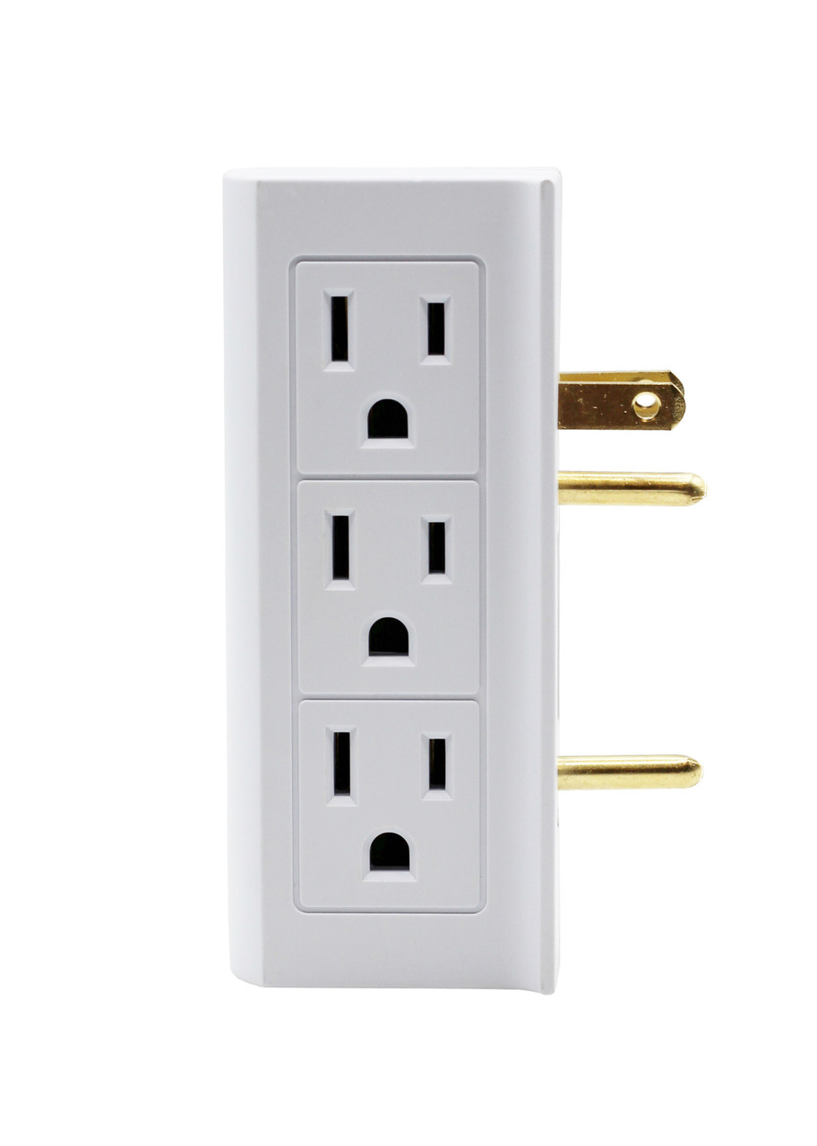 6 Outlet Vertical Extender Wall Tap - Split 2 Outlets Into 6 Grounded ...