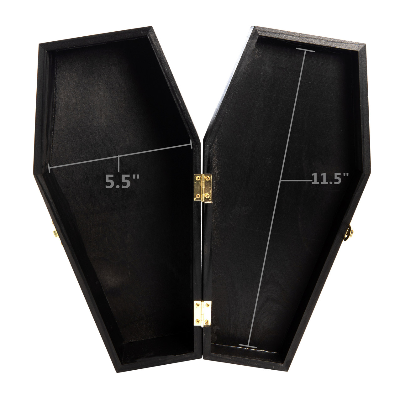 12" Black Painted Wood Coffin Box - Halloween Coffin Box, Fillable ...