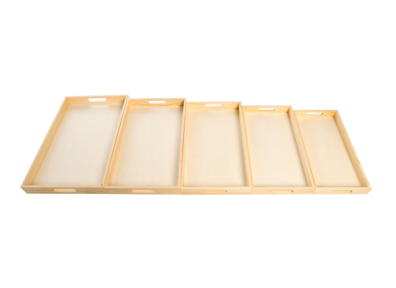 Wooden Nested Serving Trays - Set of 5 Unfinished Rectangle Trays with ...