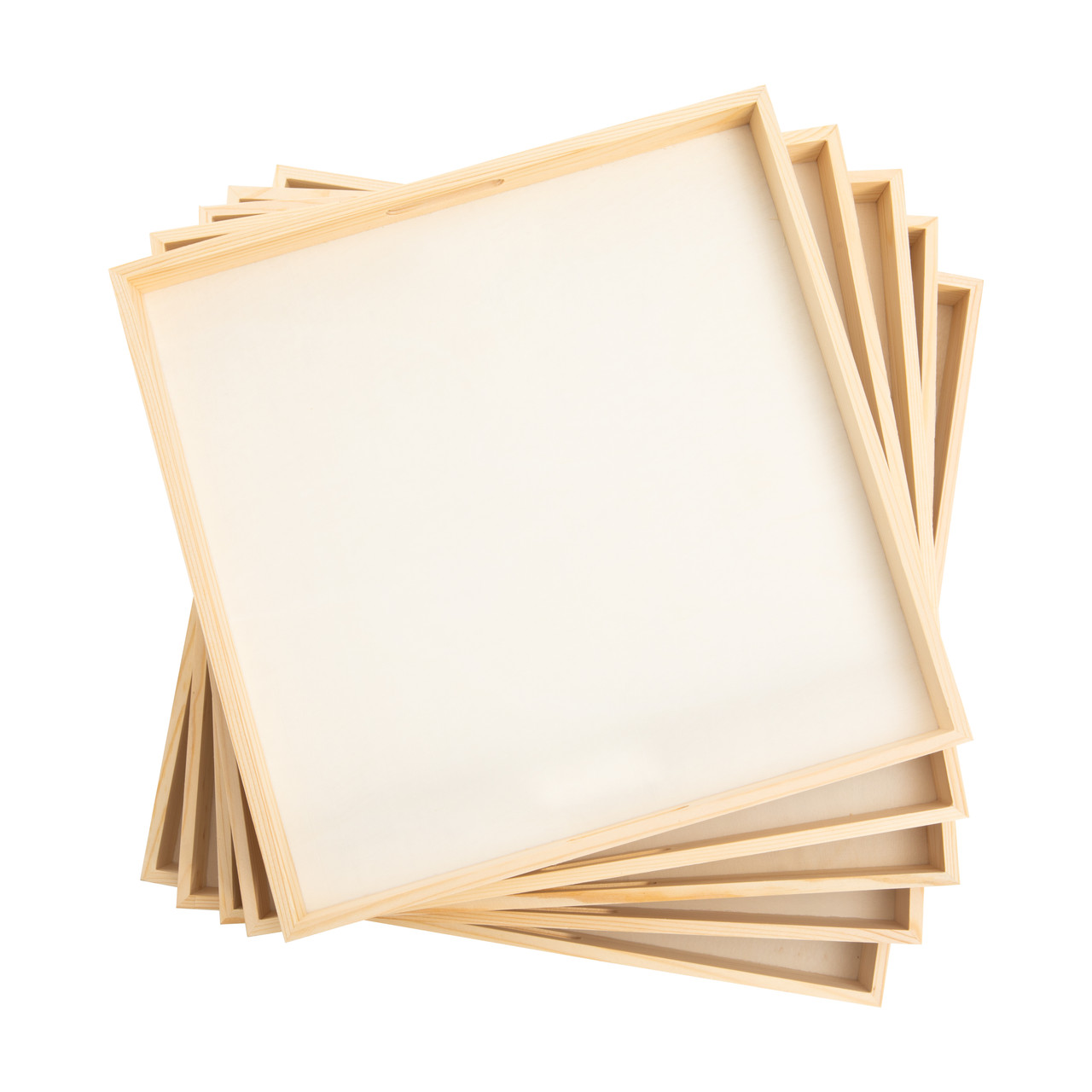 Wooden Nested Serving Trays - Set of 5 Unfinished Square Trays with Cut ...